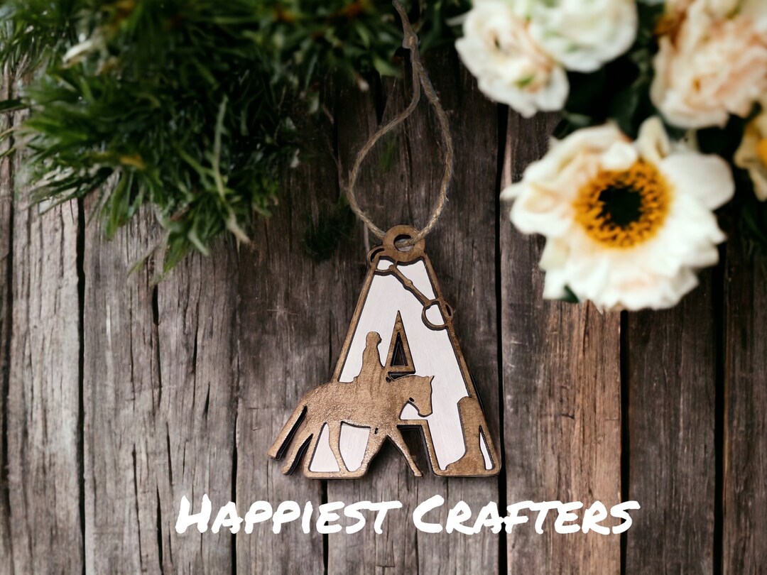 Personalized Two-layer Equestrian Letter Ornament, Custom Wood Holiday ...