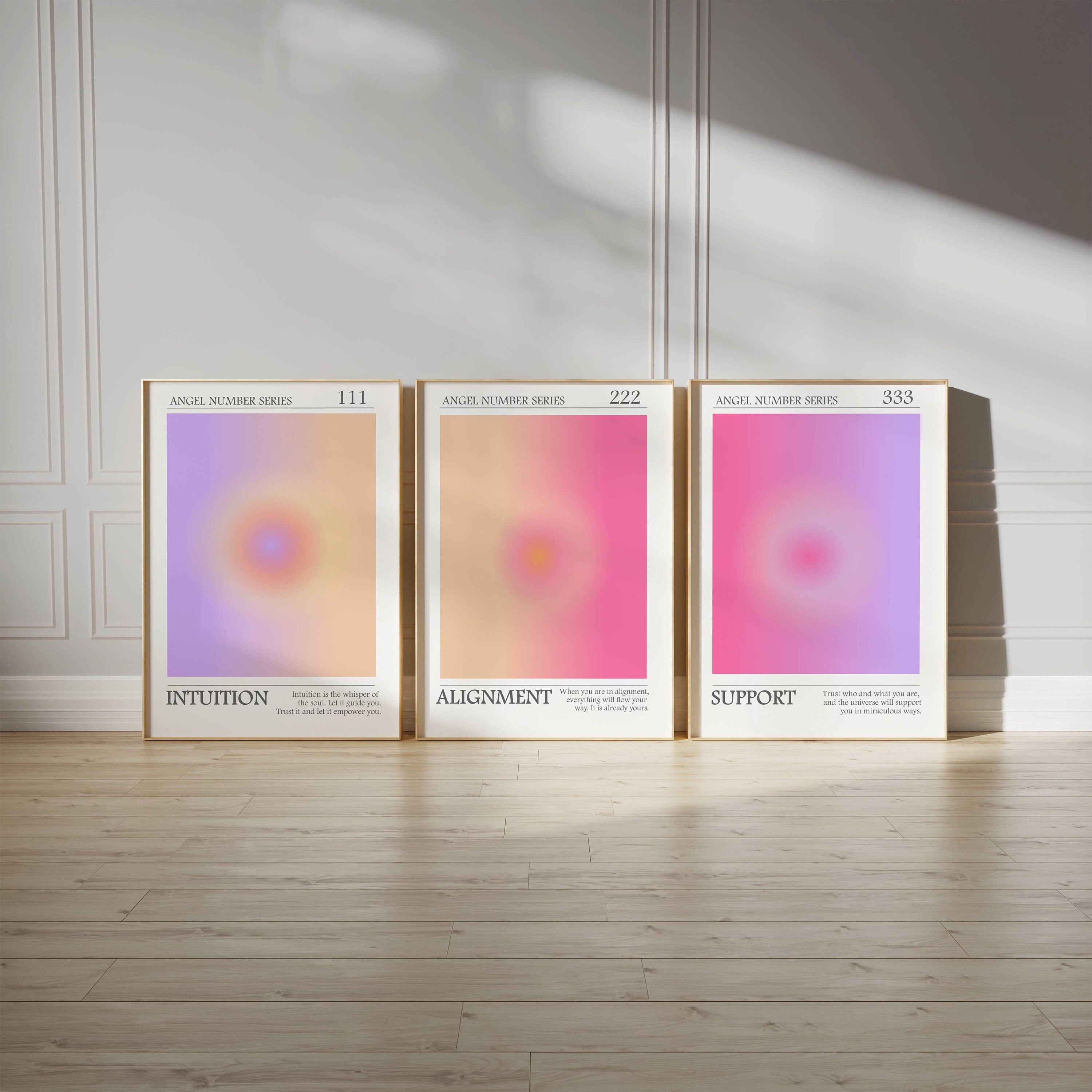Angel Number Wall Art Printable Set of 3 , 111, 222, 333, Aura Poster ...