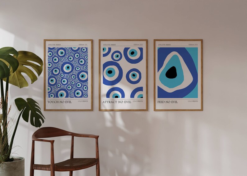 Evil Eye Set of 3 Protection Affirmations Poster, Aesthetic Dorm Decor ...