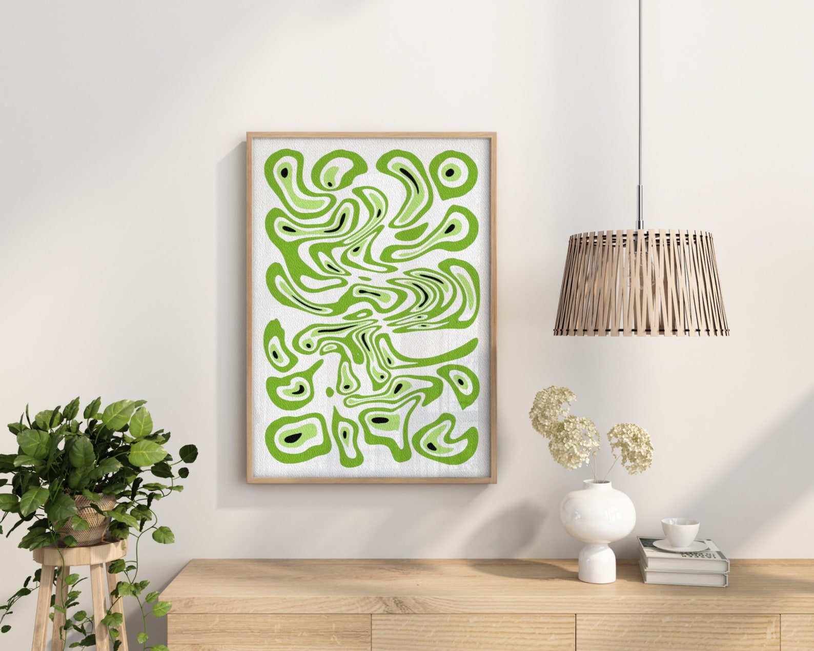 Trippy Evil Eye Wall Art Print, Green Evil Eye Poster, Trendy Dorm ...