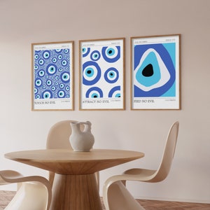 Evil Eye Set of 3 Protection Affirmations Poster, Aesthetic Dorm Decor ...