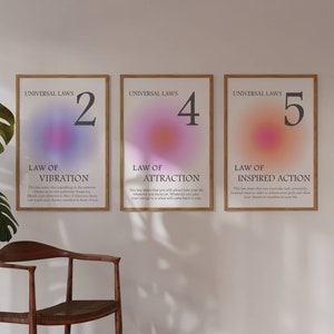 Aura Print Set, Law of Attraction Prints, Manifestation Poster Set ...