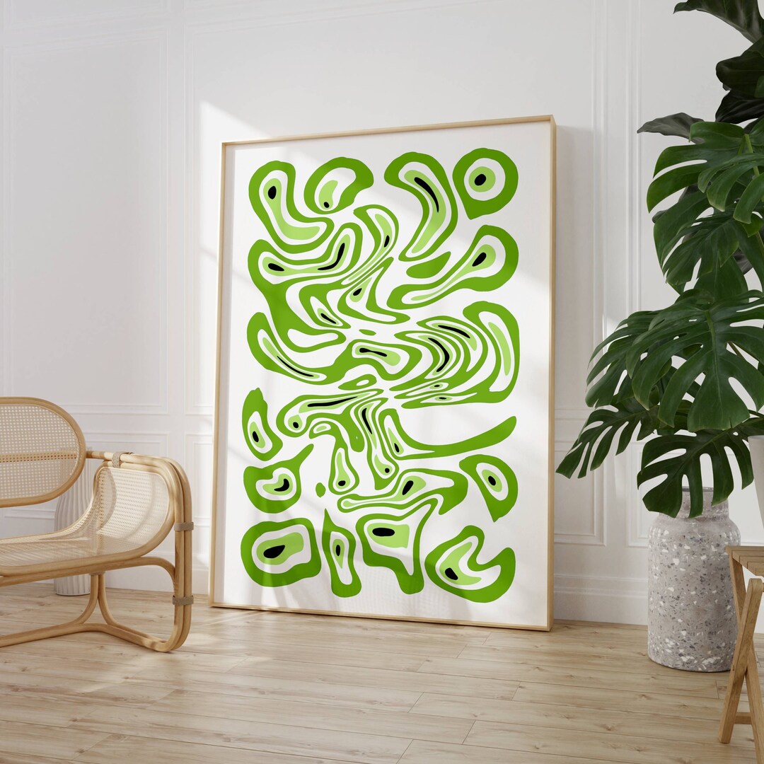 Trippy Evil Eye Wand Art Print, Green Evil Eye Poster, Trendy Wohnheim ...