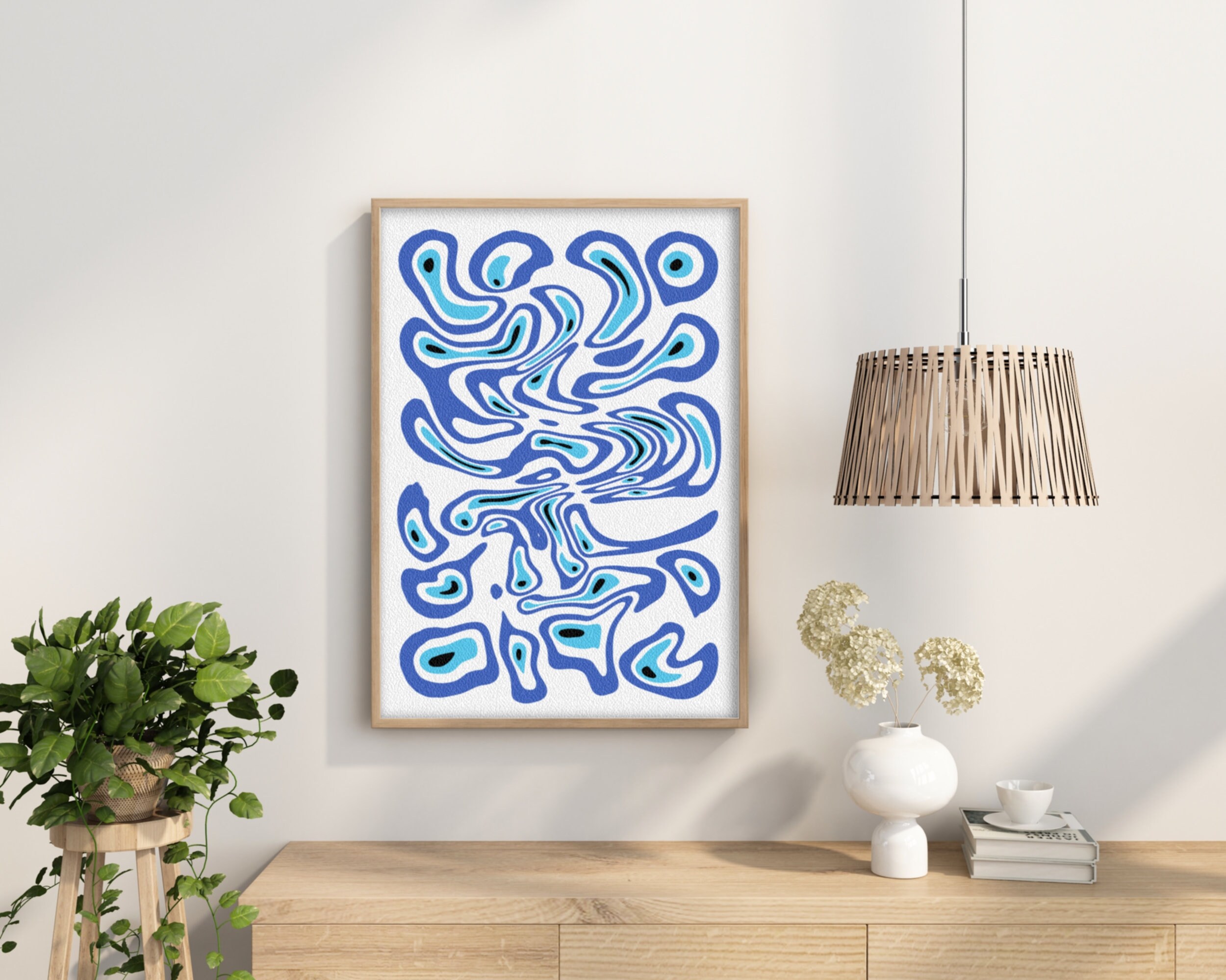 Trippy Blue Evil Eye Wall Art, Evil Eye Poster Print, Dorm Wall Art ...