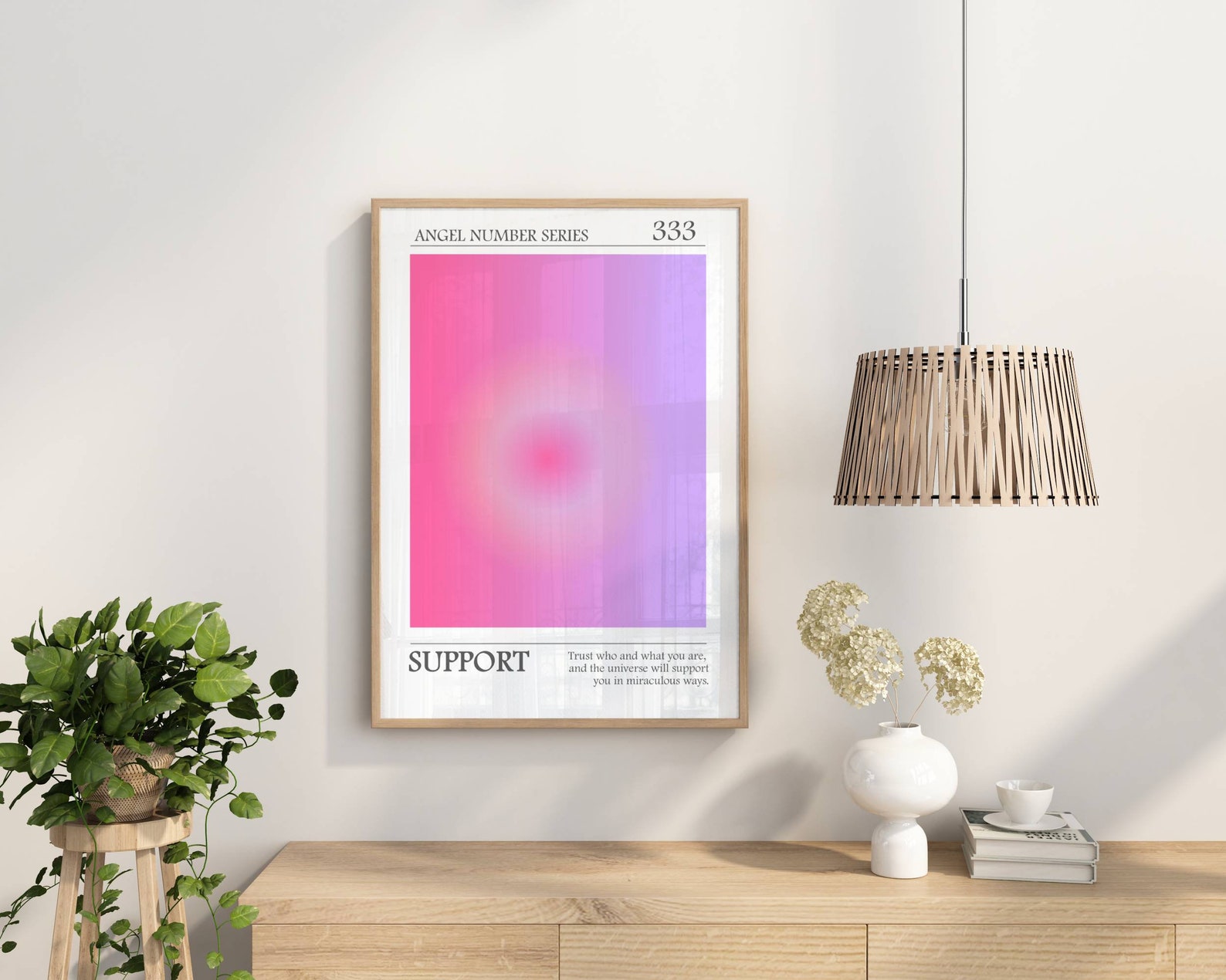 Pink 333 Aura Angel Number Poster Print, 333 Poster Wall Art, College ...