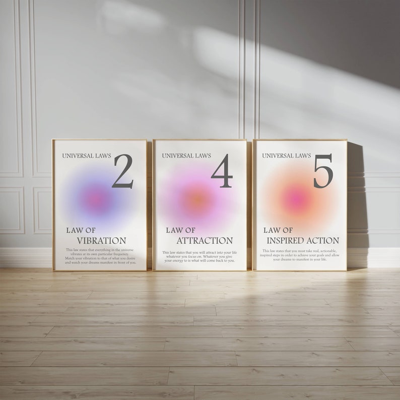 Aura Print Set, Law of Attraction Prints, Manifestation Poster Set ...