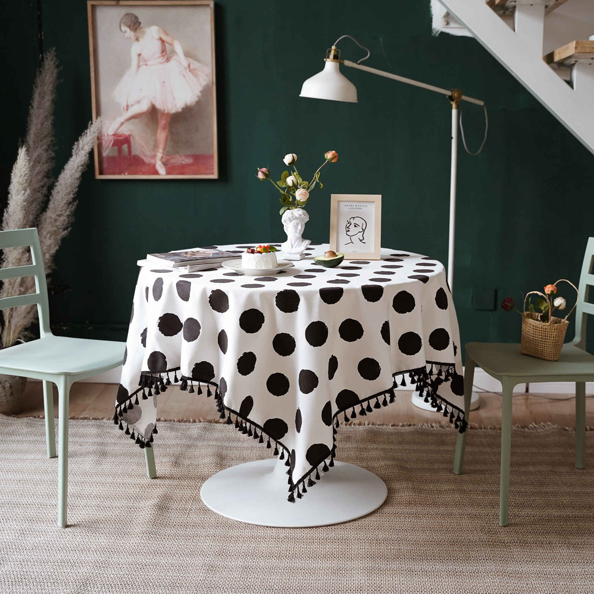 Black Polka Dot Tablecloth