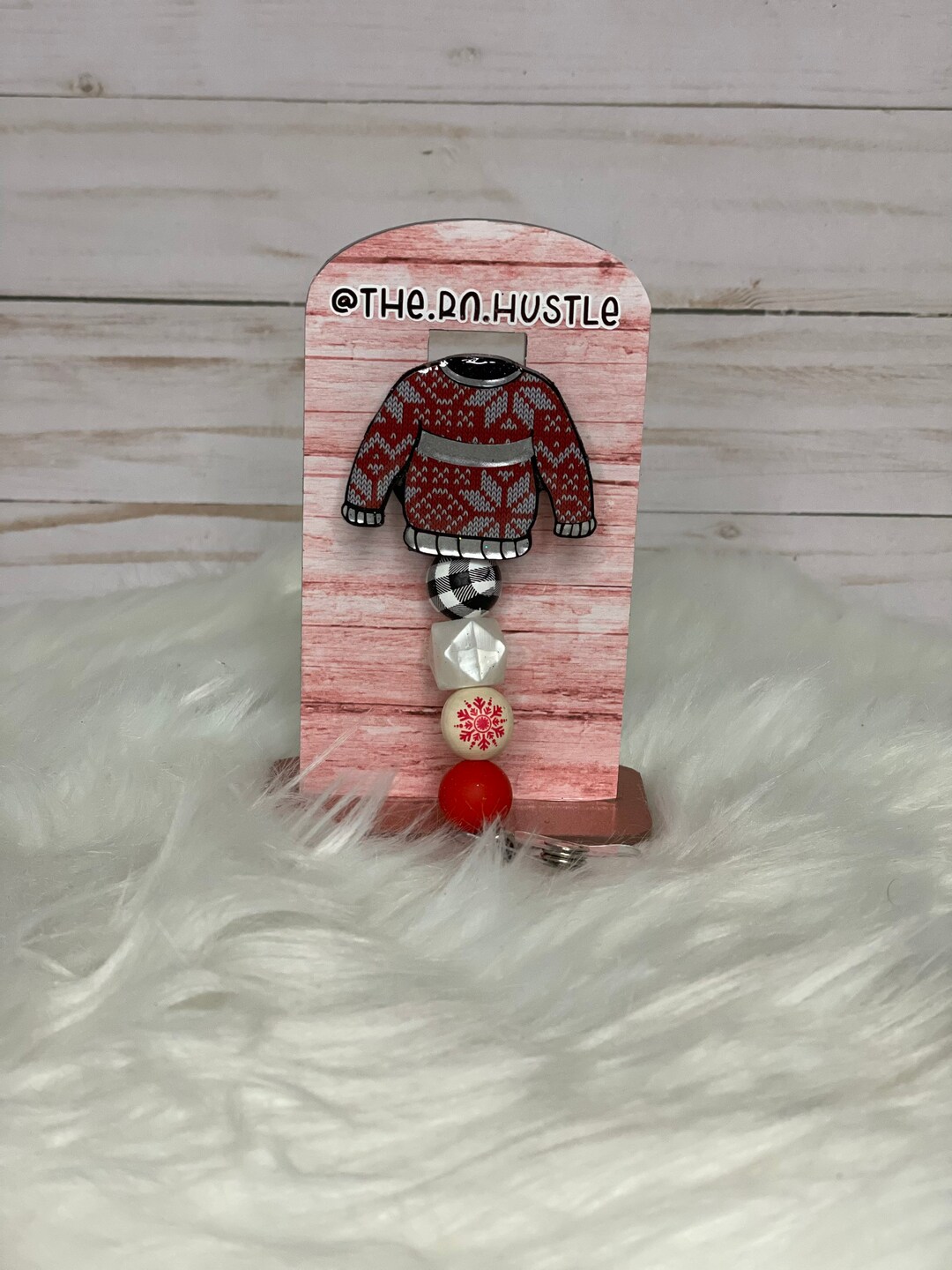 Ugly Sweater Badge Holiday Badge Beaded Badge Reel - Etsy