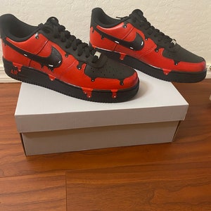 Custom Air Force 1 Drippy Red - Etsy