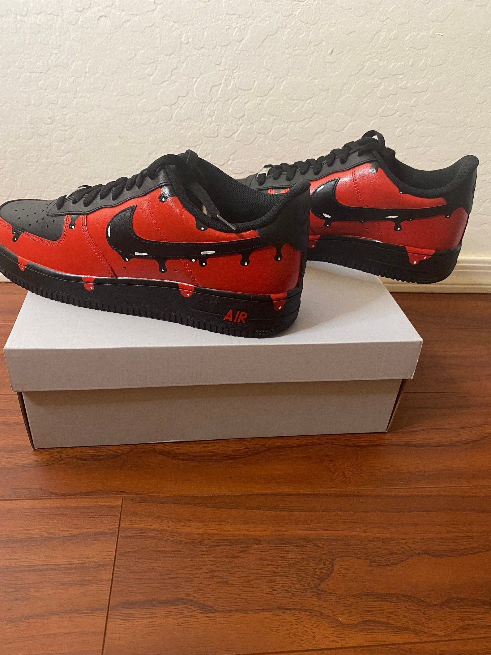 Custom Air Force 1 Drippy Red - Etsy