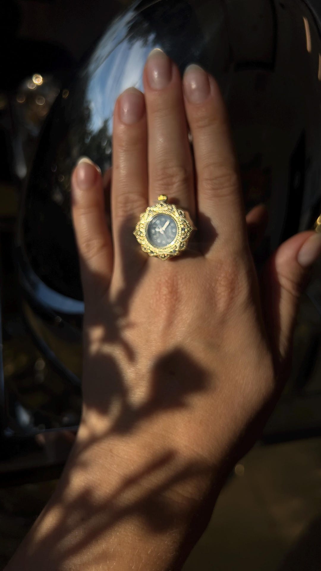 Watch Ring Gold and Black, Adjustable Retro Clock Rings Gold, Finger ...