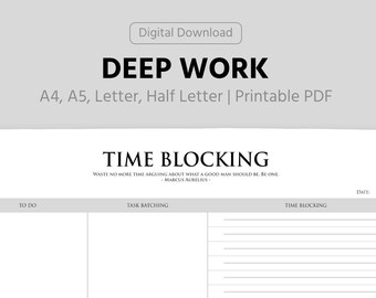 Deep Work Planner | Etsy