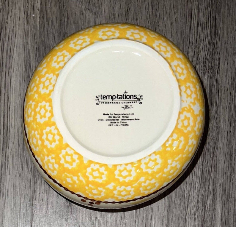 NEW Four Temp-tations Tara Old World Yellow 16 Oz Soup Bowls With ...