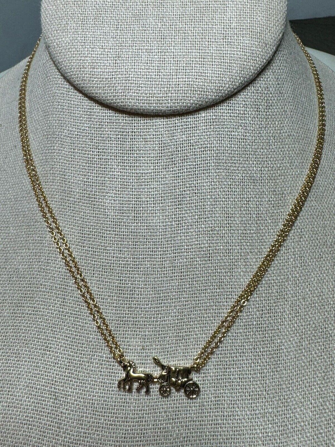 COACH Women's Horse and Carriage Double Chain Necklace - Etsy