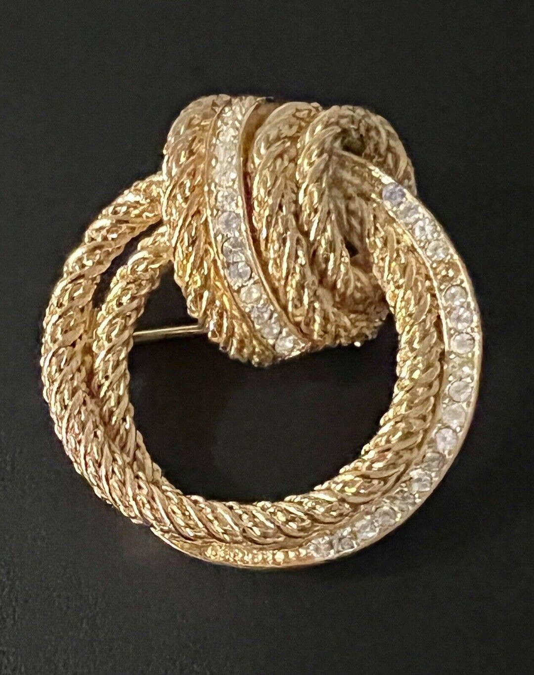 Christian Dior Vintage Round Circle Knot Clear Rhinestone Gold - Etsy