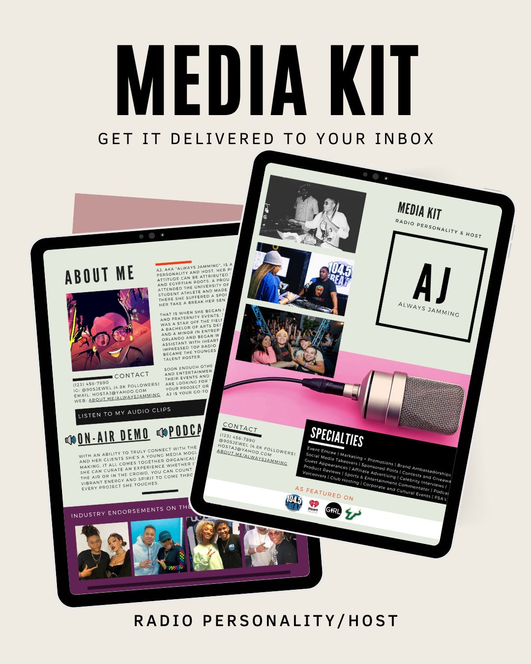 MEDIA KIT Template Canva Press Kit Radio Personality Host on Air Talent ...