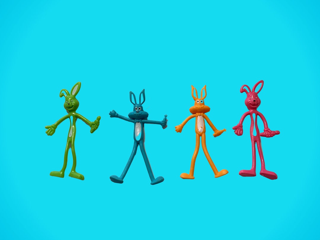 Easter Bunny Figures Bendy Easter Bunny Flexible Rubber Set of 4 ...
