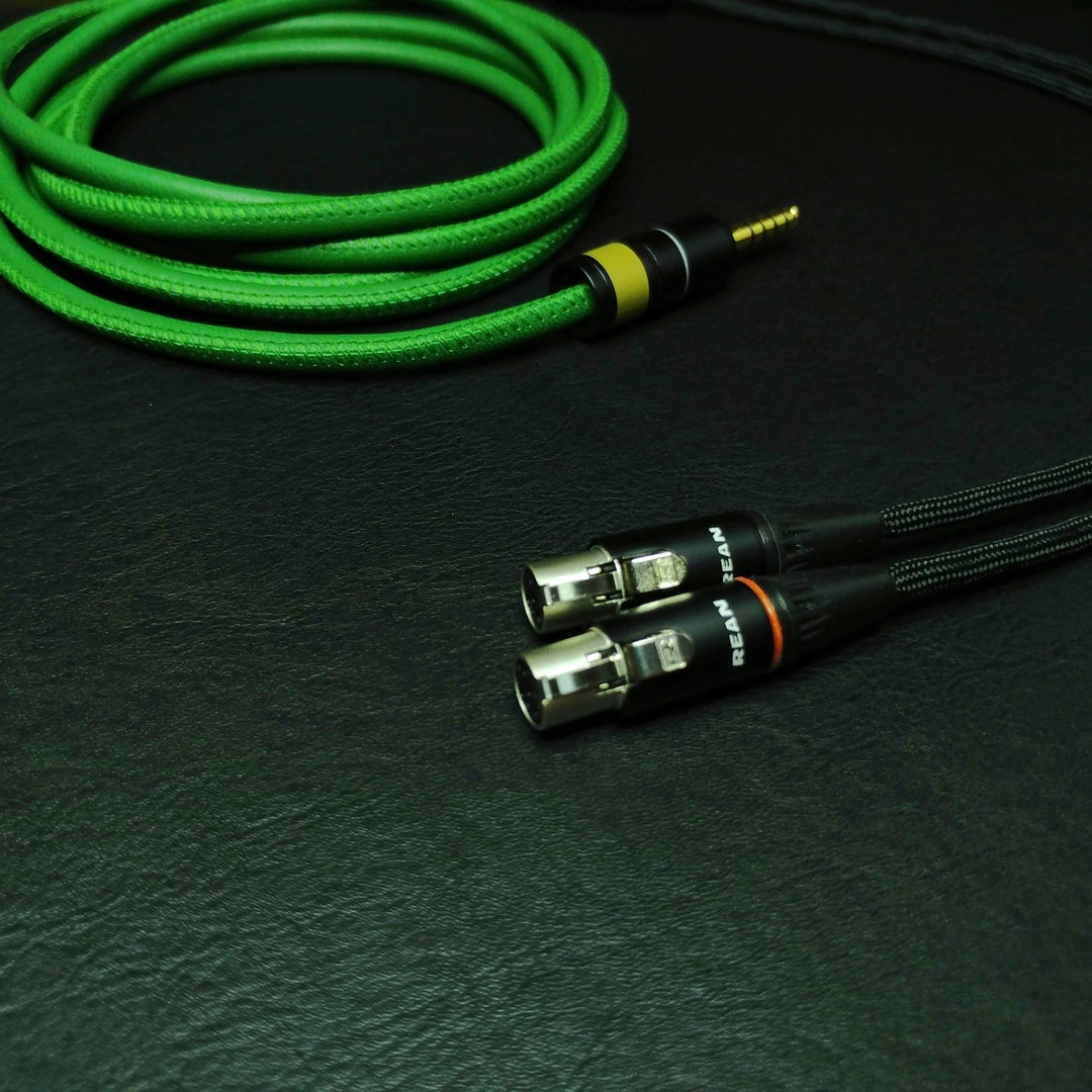 Abyss Dual 3 Pin Mini XLR Green Leather Custom Headphone Cable Air Plus ...