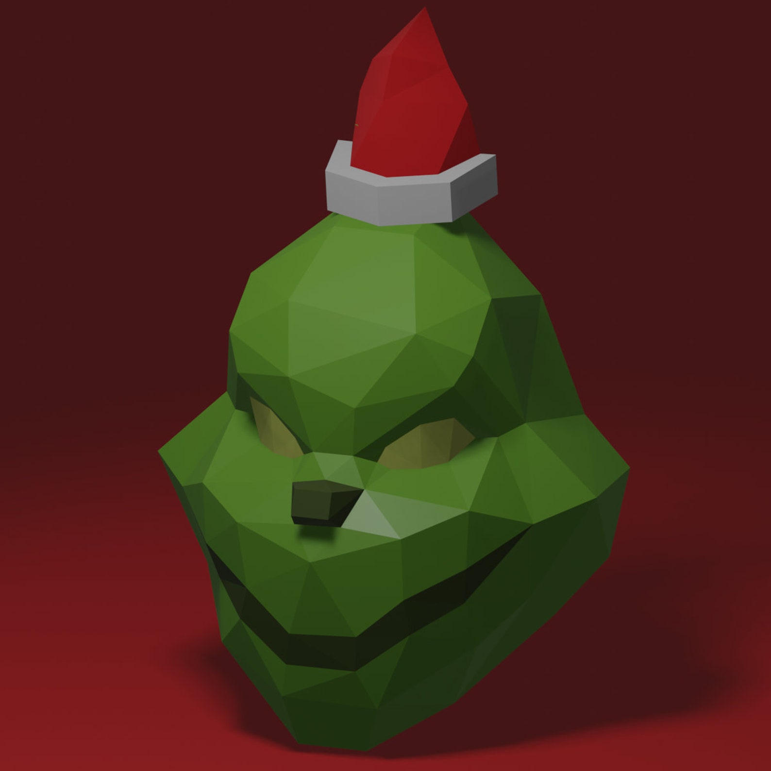 GRINCH Mask Template Paper Craft Template, PDF Instant Download, 3D Low ...