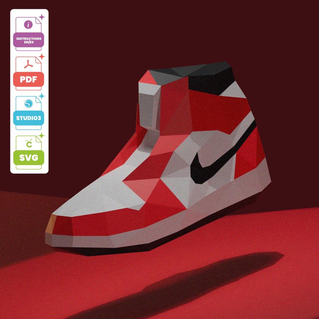 Low Poly High-top Sneaker Paper Model – DIY Papercraft PDF, SVG ...