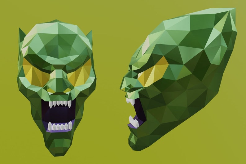 Template Green Goblin Paper Craft, Instant Pdf Download, 3D Low Poly ...