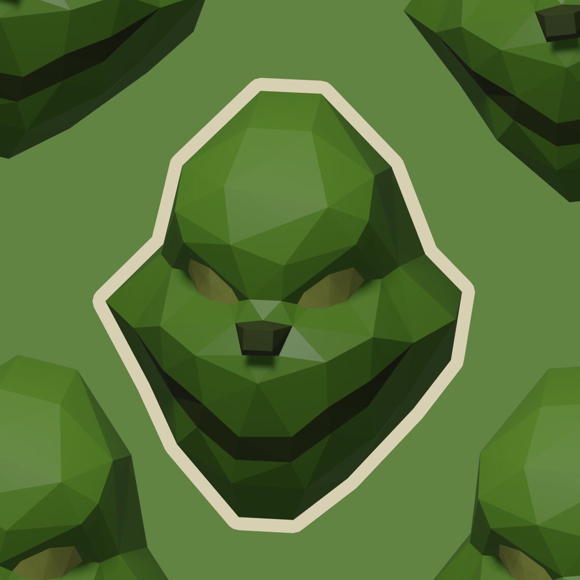 GRINCH Mask Template Paper Craft Template, PDF Instant Download, 3D Low ...
