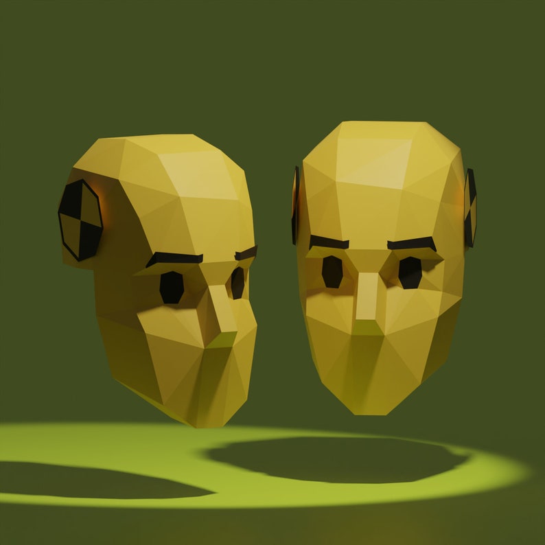 Plantilla De Dummy Máscara Papercraft Pdf Descarga Instantánea, 3D Low ...