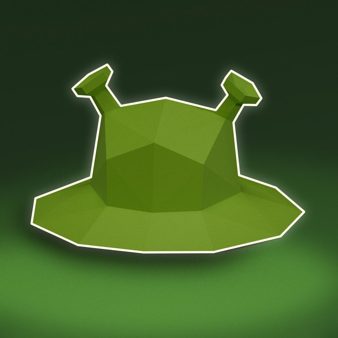Cute Shrek Hat With Ears - Fun Buildable Green Hat (low Poly Paper ...