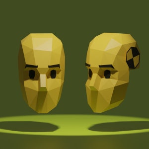 Plantilla De Dummy Máscara Papercraft Pdf Descarga Instantánea, 3D Low ...