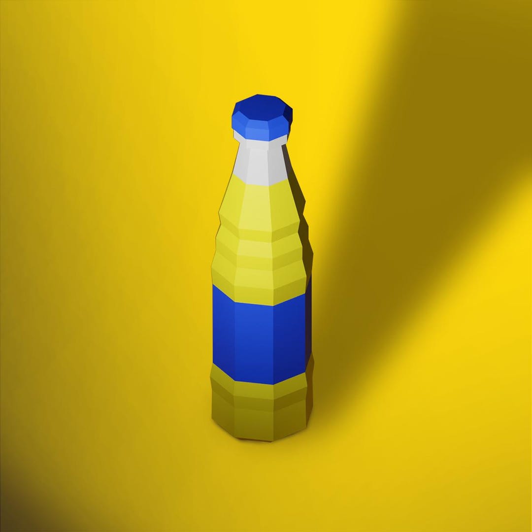 Plantilla INCA KOLA Botella - Artesanía De Papel En 3D Low Poly ...