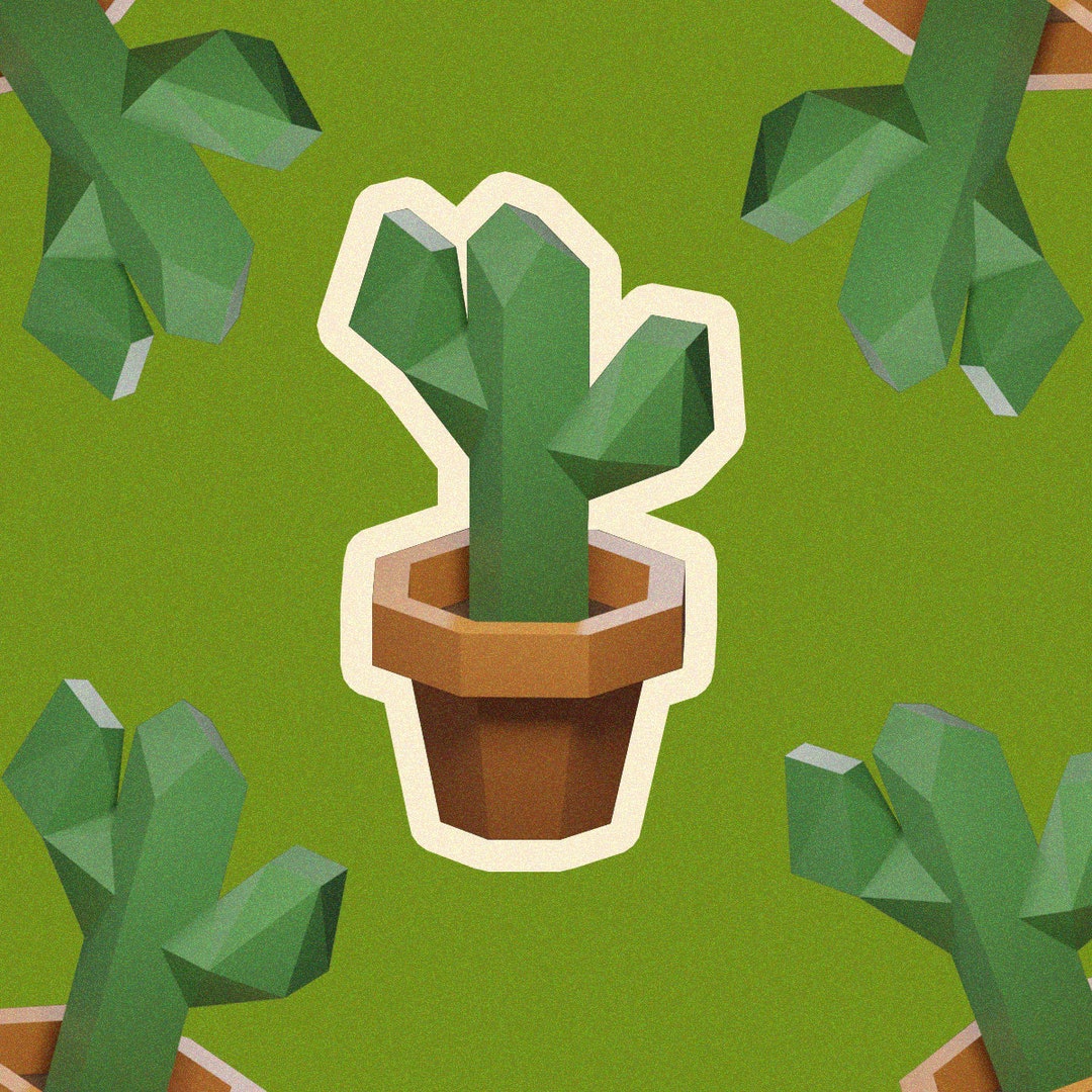 Geometric Cactus Art Print, Modern Desert Plant Wall Decor - Etsy