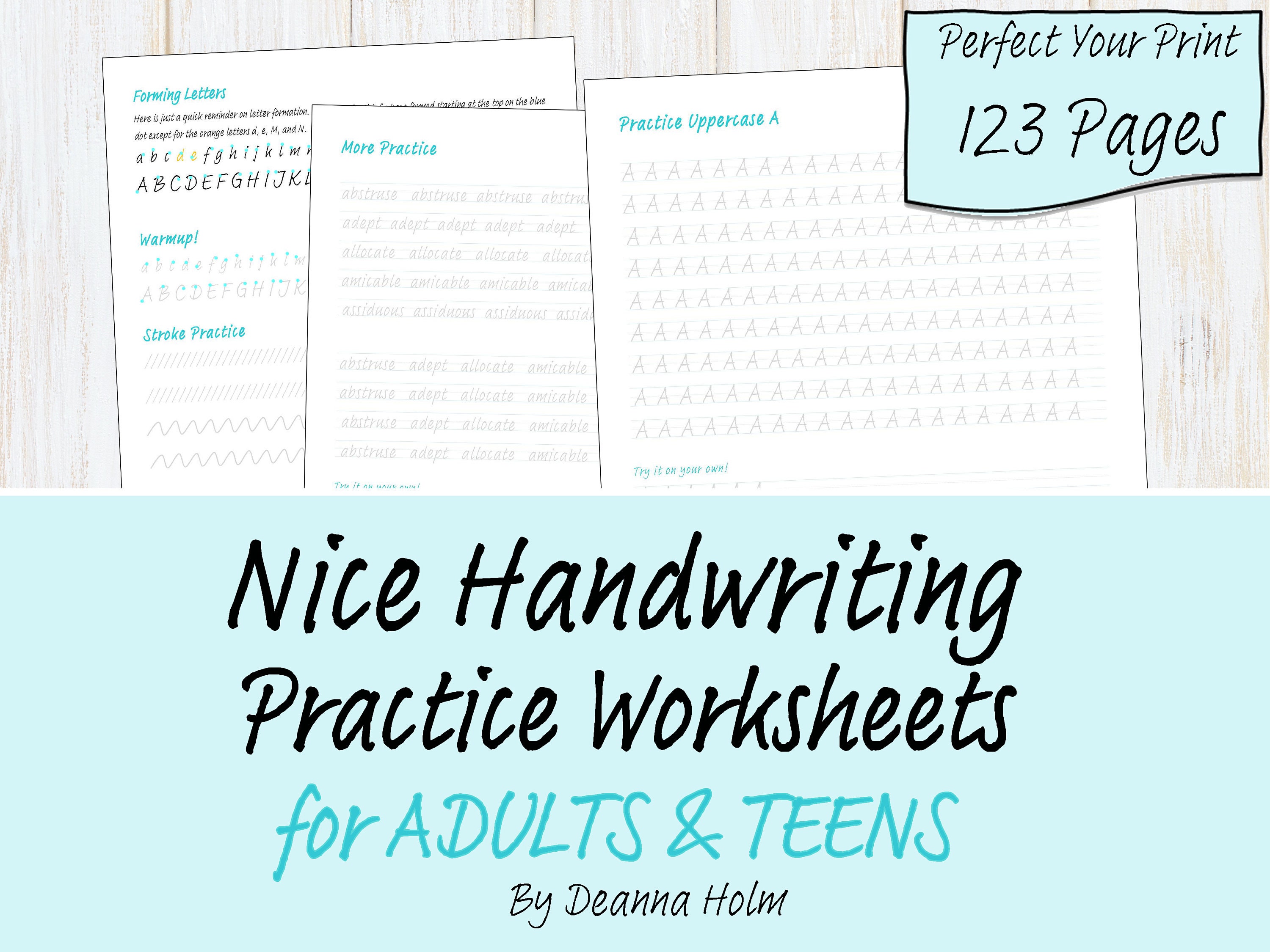 Nice Handwriting Practice Worksheets for Adults & Teens, Perfect Your ...