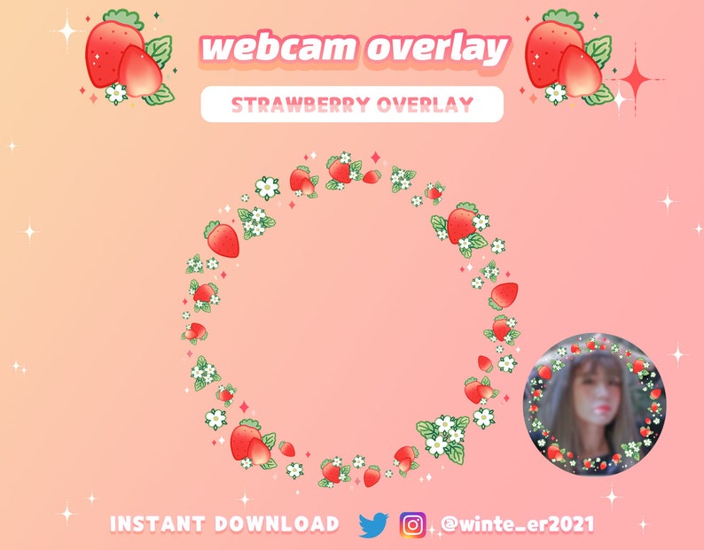 Twitch Strawberry Webcam Overlay / Cute Strawberry Cam Frame / Kawaii ...