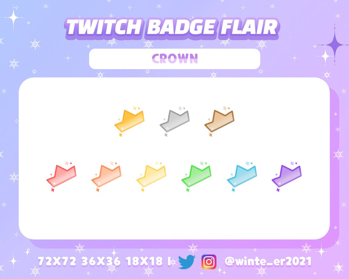 Twitch Sub Badge Flair Crown Badge Flair / Rainbow / Bit Badges Flair ...