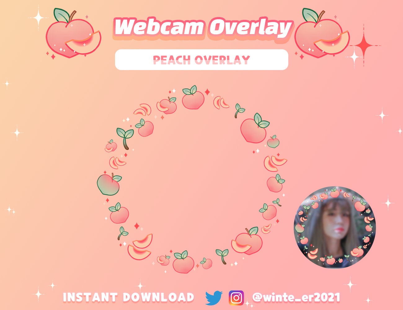 Buy Twitch Peach Webcam Overlay / Cute Peach Cam Frame / Kawaii Round ...