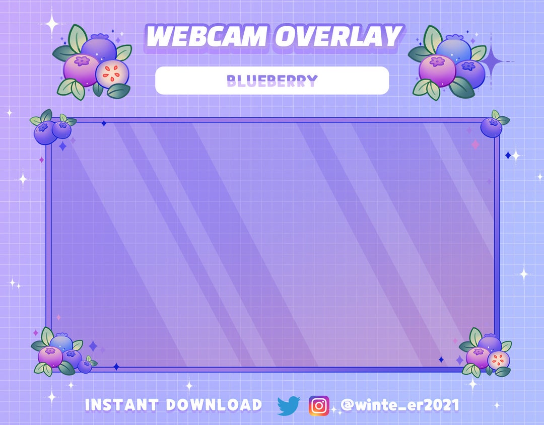 Twitch Blueberry Webcam Overlay / Purple Overlay / Game Overlay Border ...