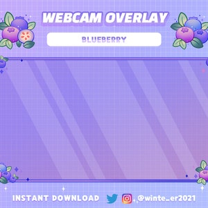 Twitch Blueberry Webcam Overlay / Purple Overlay / Game Overlay Border ...