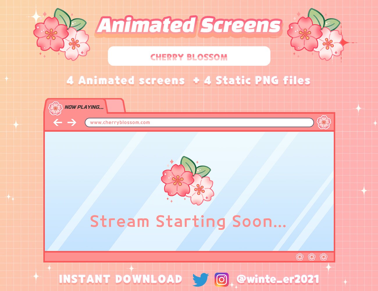 Animated Twitch Cherry Blossom Stream Screens / Pastel Sakura ...