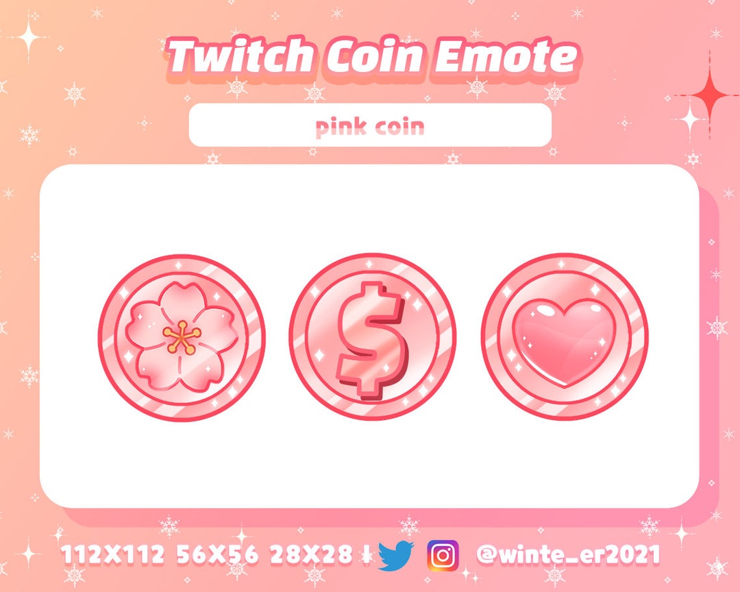 Twitch Pink Coin Set / Heart Cherry Blossom Coin Emotes / Sakura Coin ...