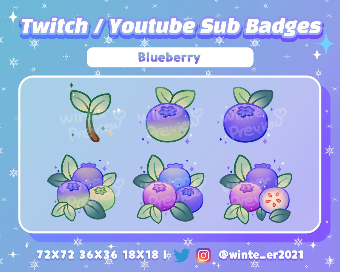 Blueberry Twitch Sub Badges / Bit Badges / Emote / Cute Sub Badges ...