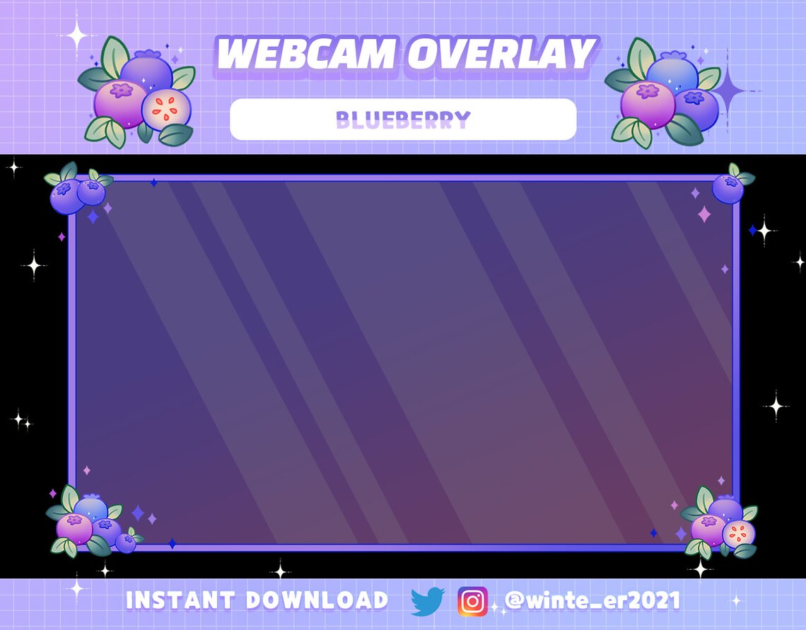 Twitch Blueberry Webcam Overlay / Purple Overlay / Game Overlay Border ...
