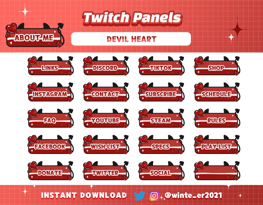 Twitch Cute Red Devil Heart Panles / Kawaii / Streamer / Panels ...