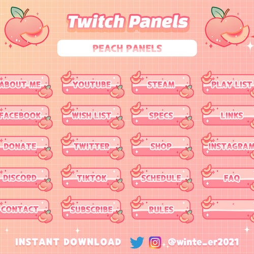 Twitch Cute Peach Screen Overlay / Streamer Graphics / Kawaii - Etsy