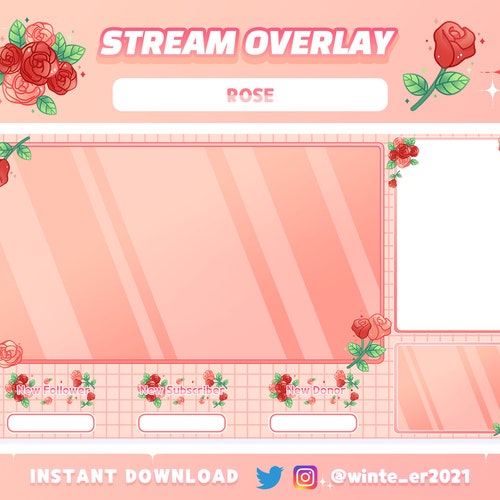 Twitch Cute Rose Screen Overlay / Streamer Graphics / Kawaii / - Etsy