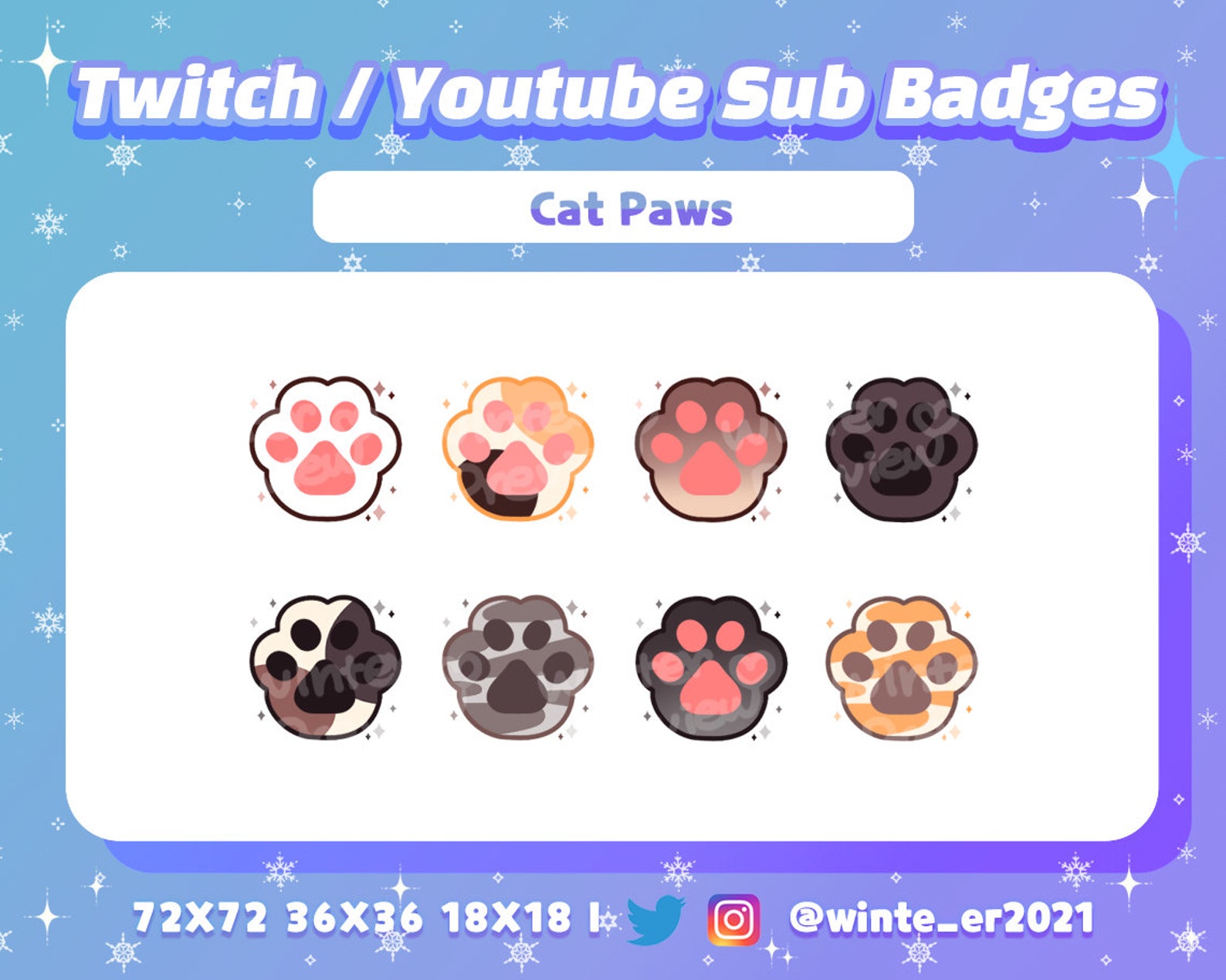 Cat Paw Twitch Sub Badges / Bit Badges / Cute Sub Badges / | Etsy