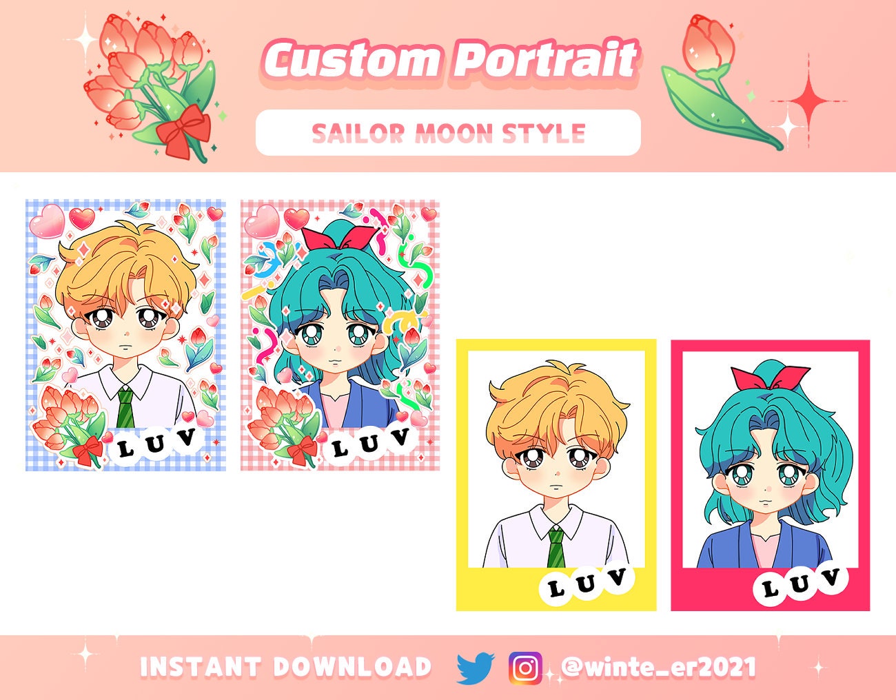 Sailor Moon Style Twitch Custom Portrait Commission / Anime / Original ...