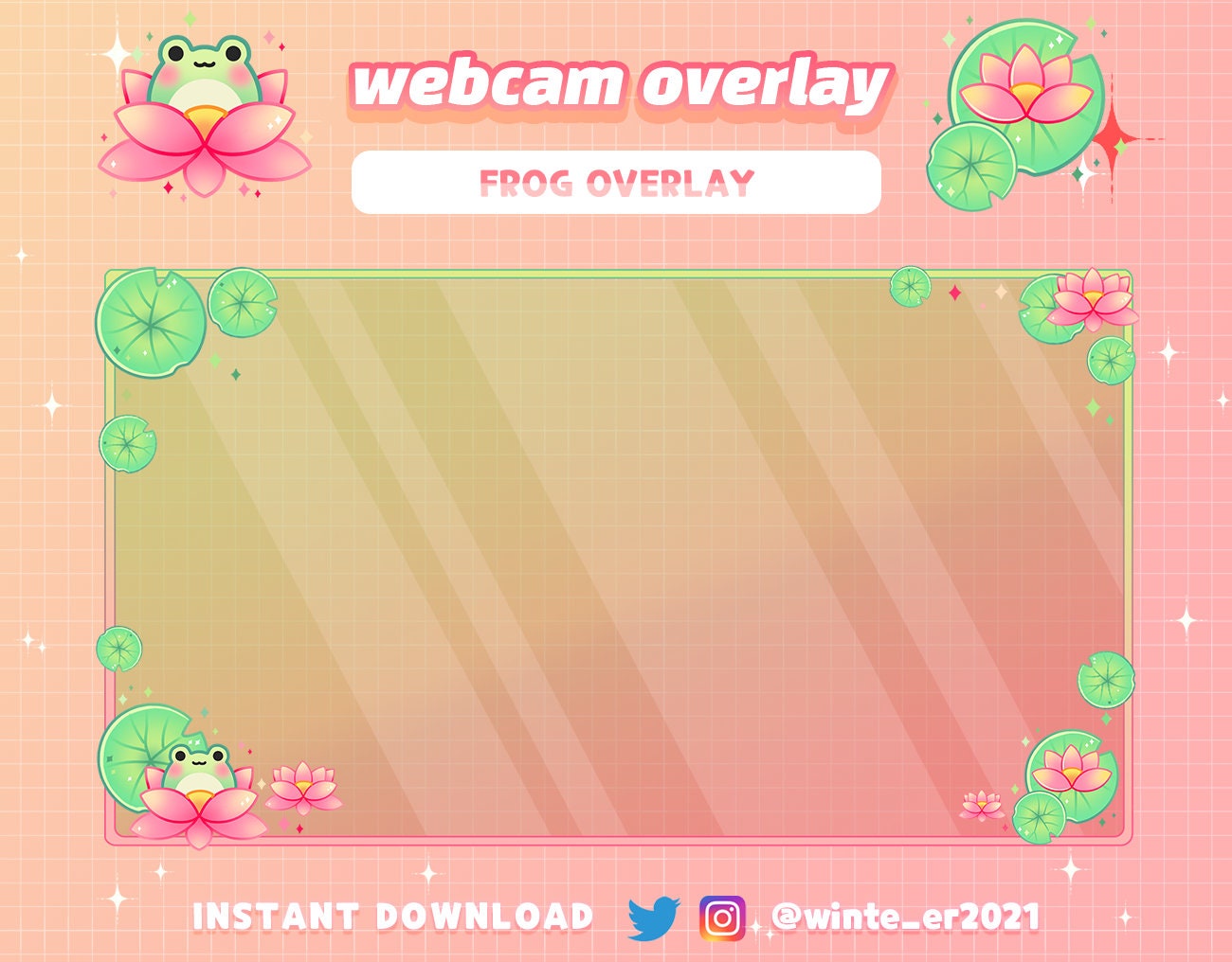 Twitch Lotus Flower Frog Overlay / Frog Overlay / Game Overlay Border ...