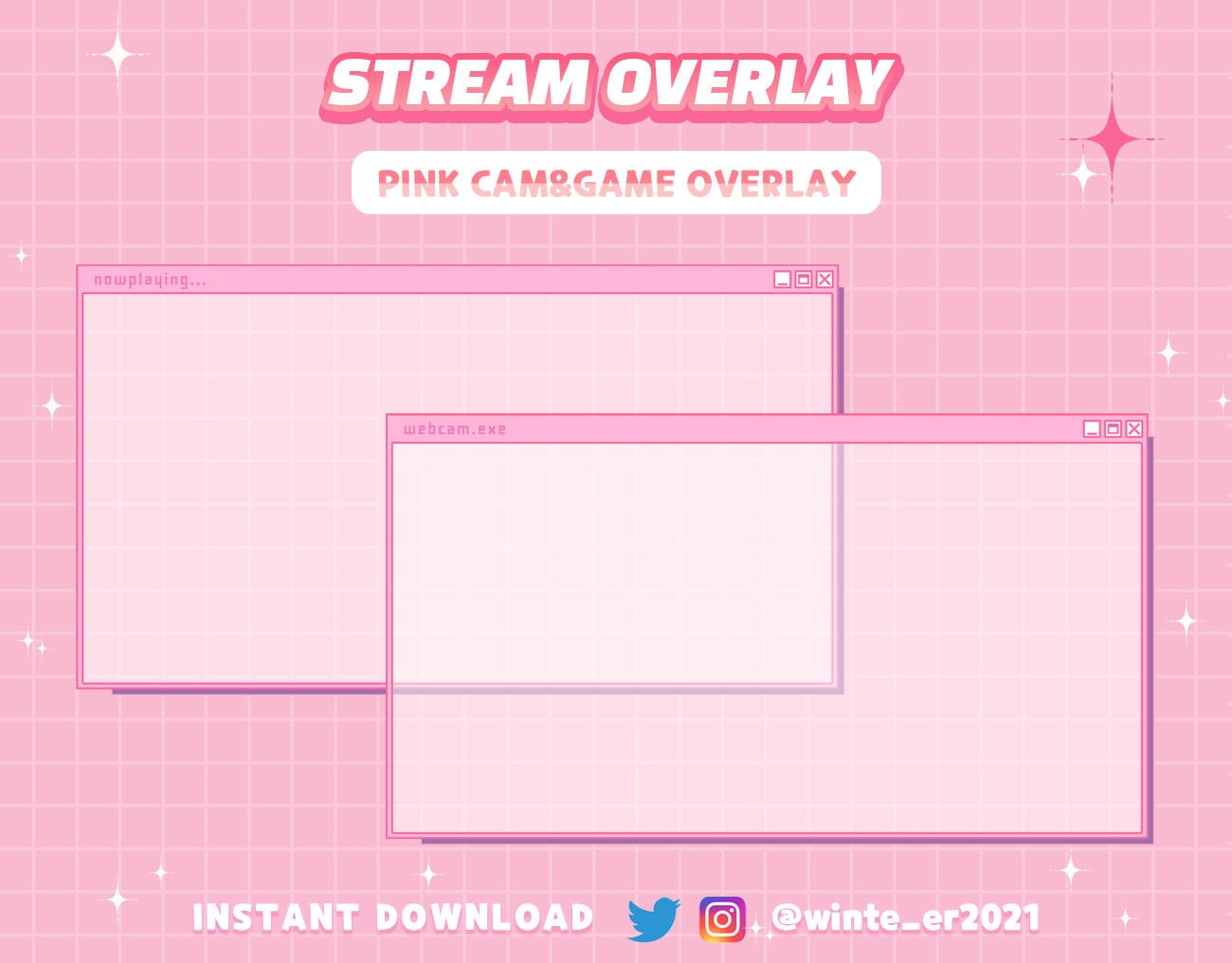 Twitch Stream Pink Aesthetic Pixel Computer Webcam and Game Overlay ...