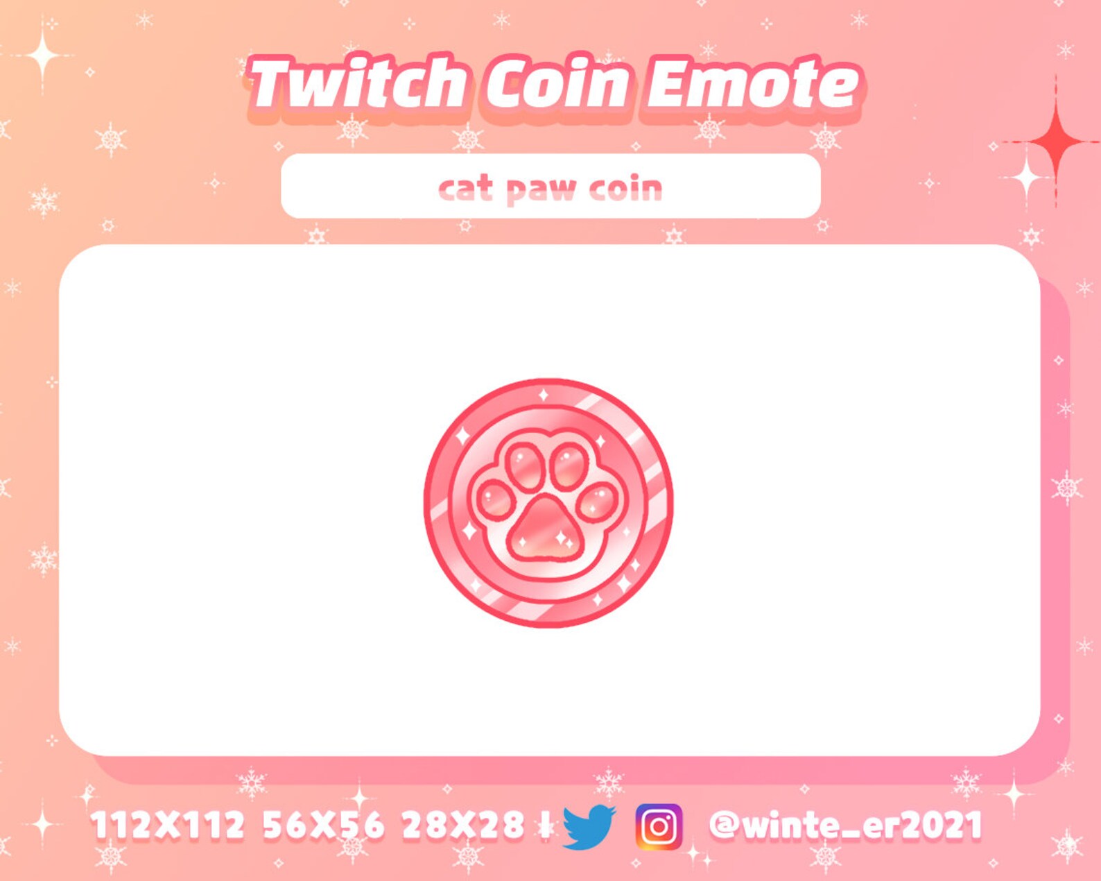 Twitch Pink Cat Paw Coin Emote / Cute / Channel Point / Pastel / Badges ...