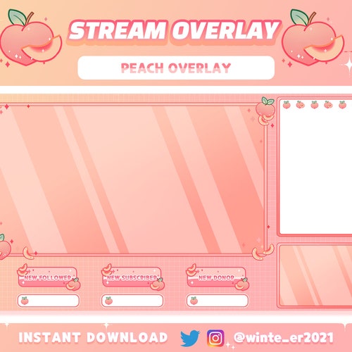 Twitch Peach Stream Overlay / Streamer Graphics / Kawaii / | Etsy